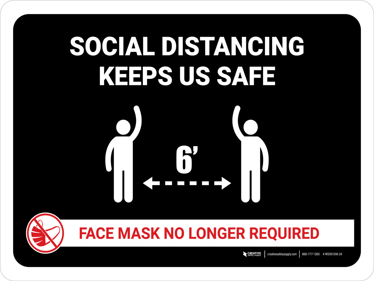 Social Distancing Keeps Us Safe Mask No Longer Landscape - Wall Sign ...