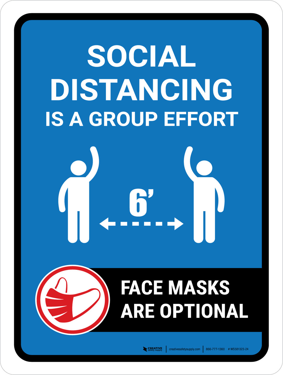 Social Distancing Face Mask Optional Portrait - Wall Sign