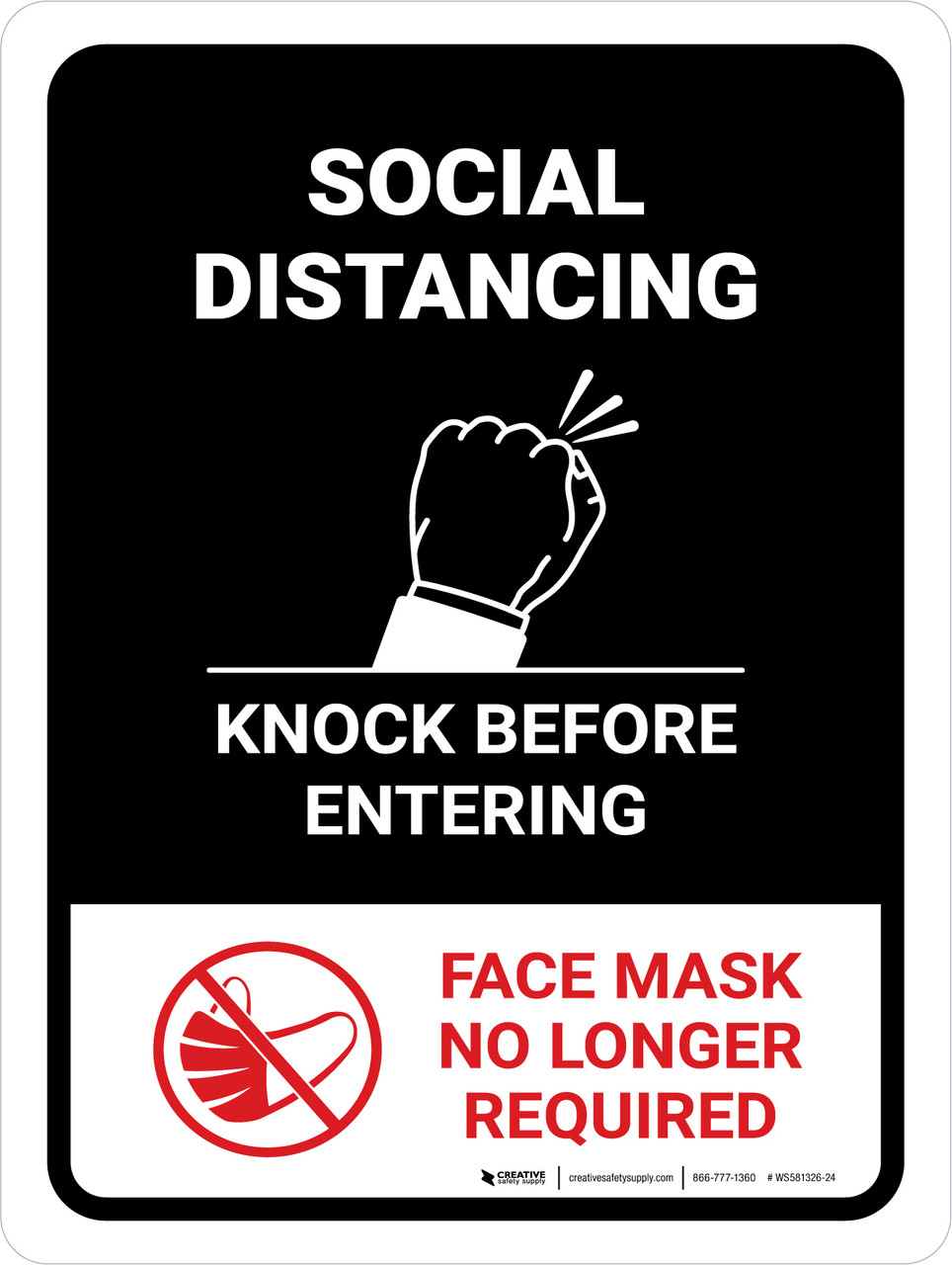 Social Distancing Mask No Longer Portrait - Wall Sign