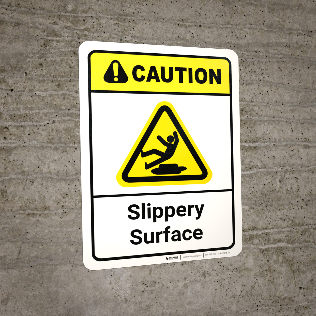 Caution: Slippery Surface ANSI - Wall Sign