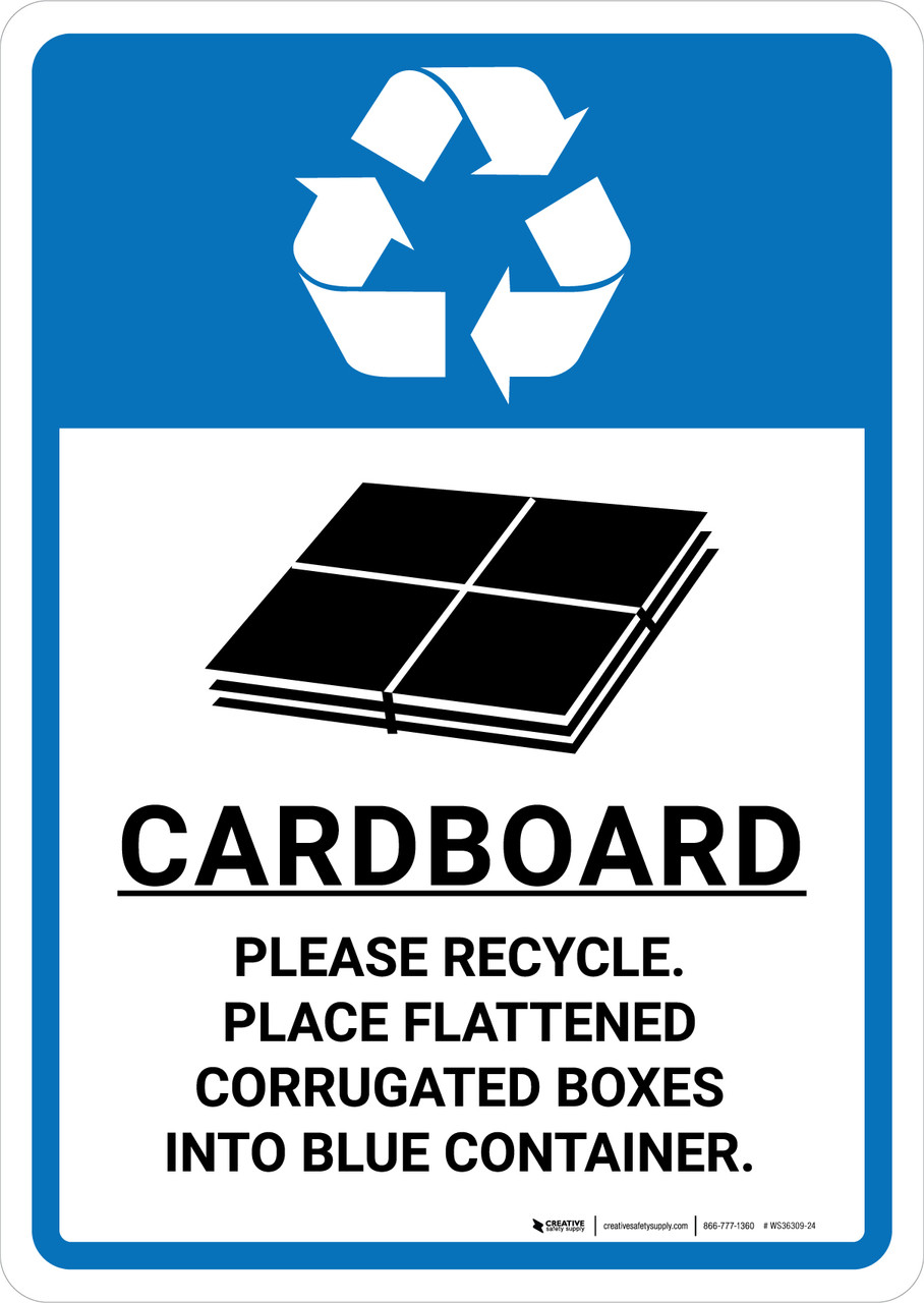 Cardboard - Please Recycle Portrait - Wall Sign | Creative Safety Supply
