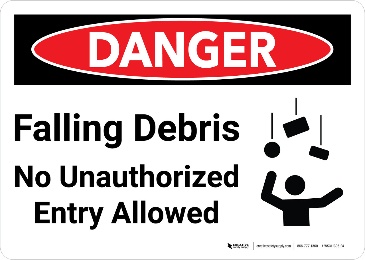 Danger: Falling Debris - No Unauthorized Entry Allowed Landscape - Wall ...