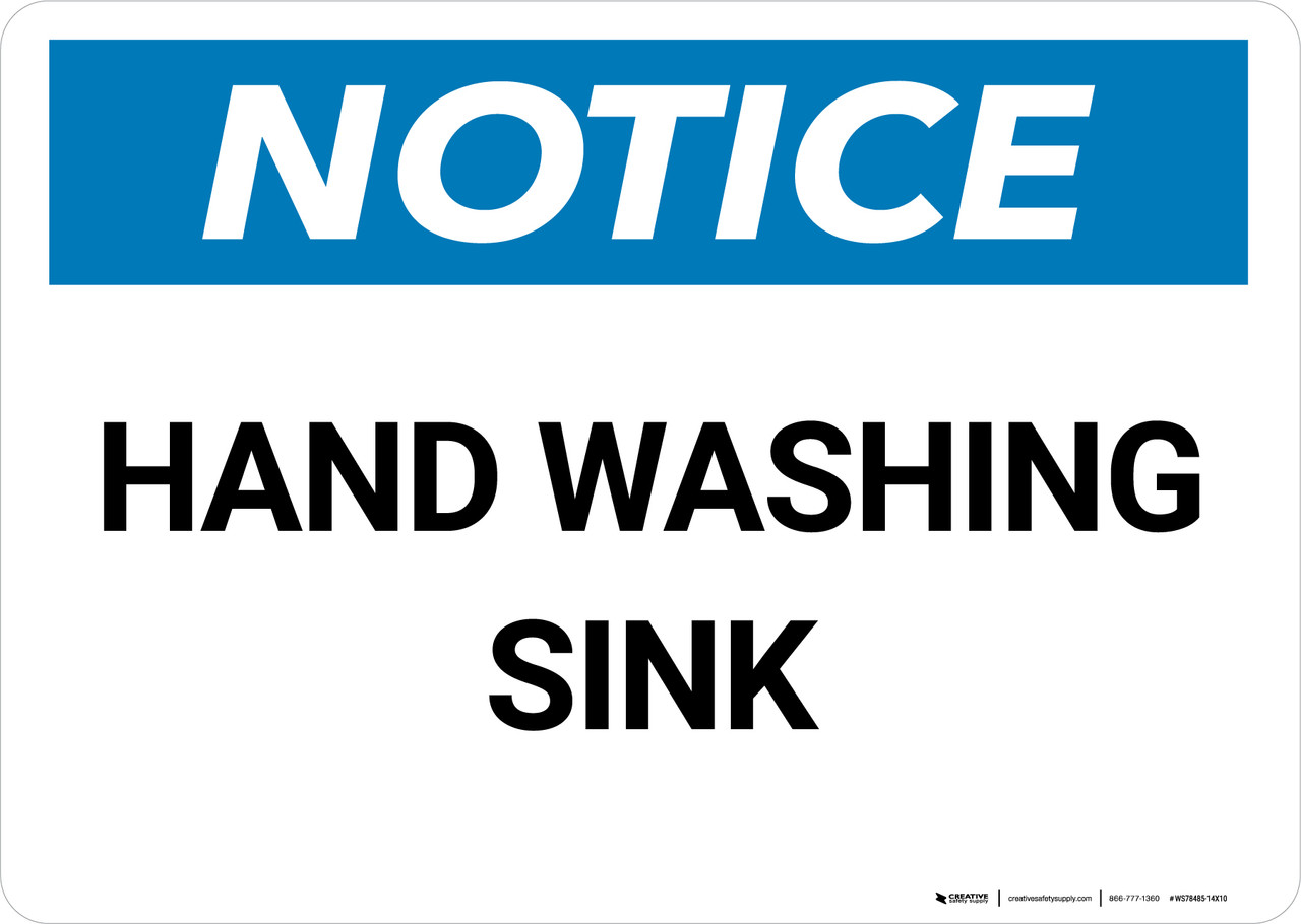 Notice: Hand Washing Sink Landscape - Wall Sign