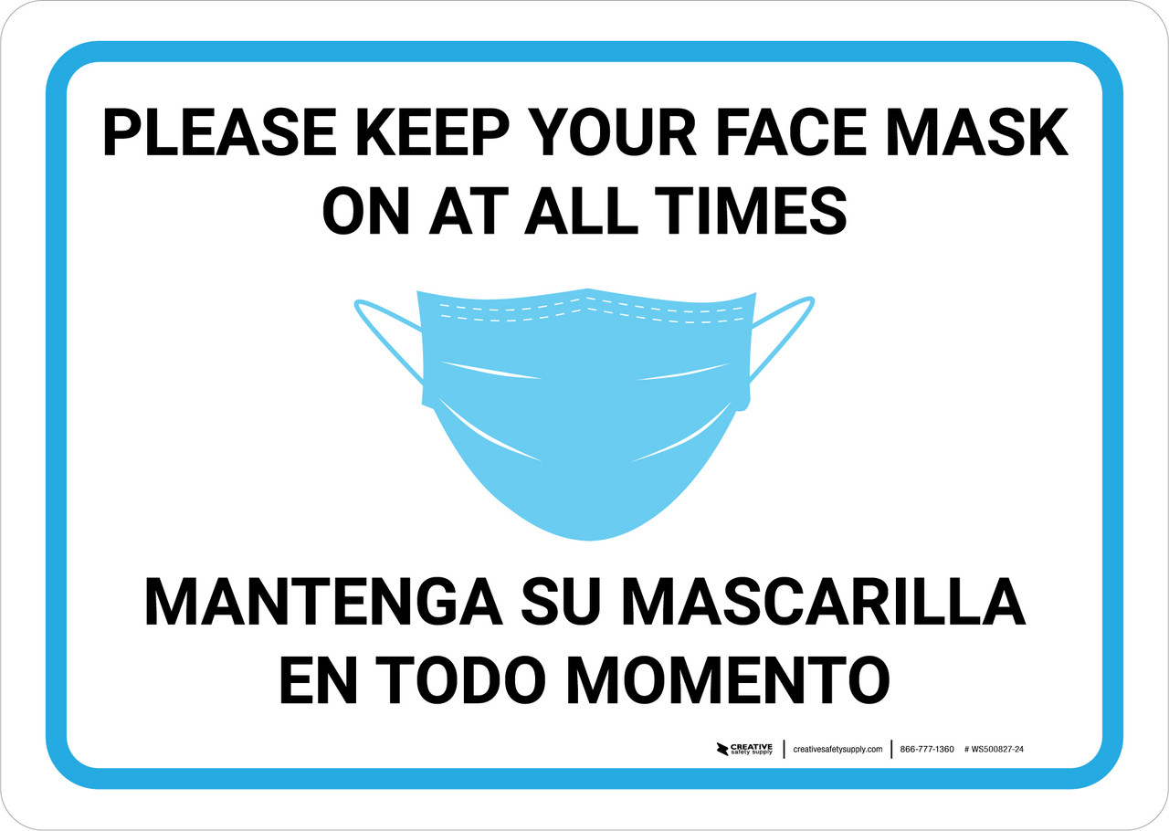 Please Keep Your Face Mask on at All Times Spanish Bilingual Landscape ...
