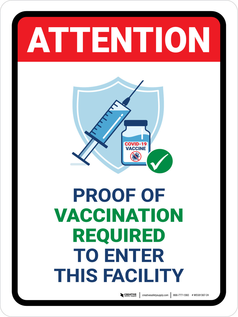 Attention: Proof Of Vaccination Required to Enter Facility Portrait ...