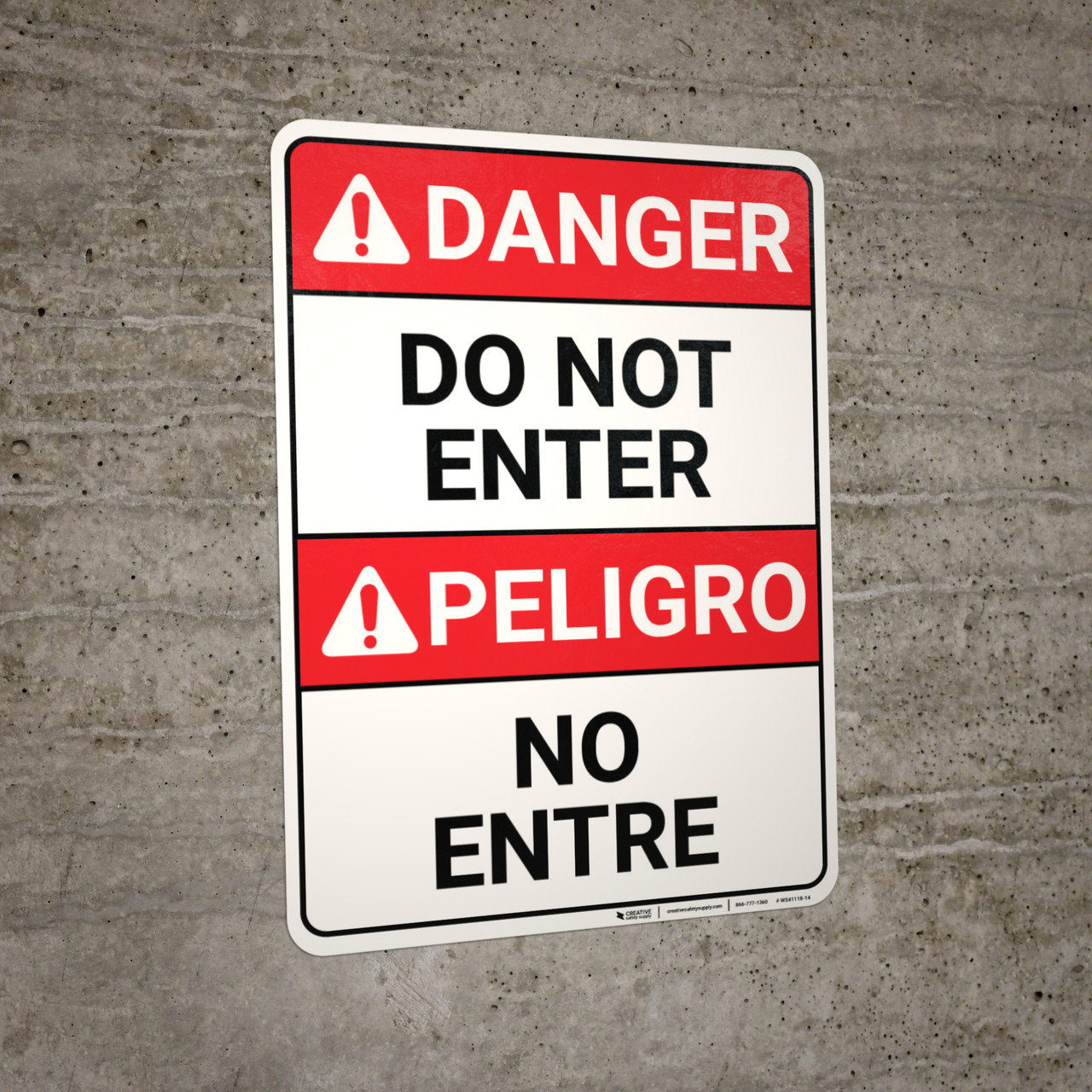 Danger: Do Not Enter ANSI Bilingual Spanish - Wall Sign | Creative ...