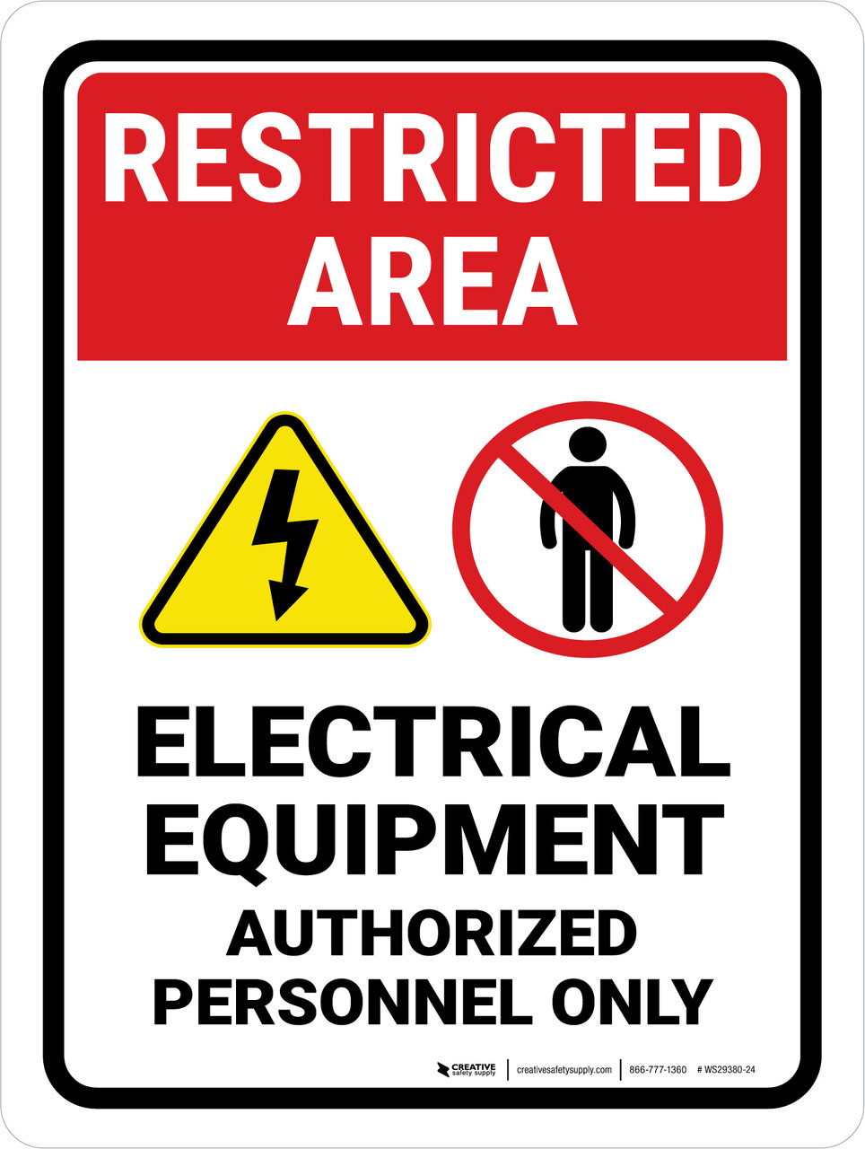Restricted Area: Electrical Equipment with Icon Portrait - Wall Sign ...