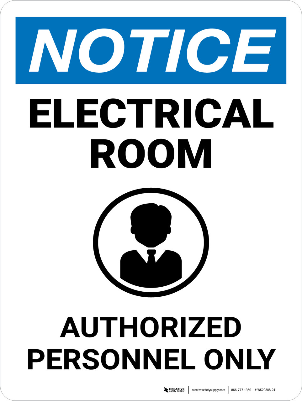 Notice: Electrical Room Portrait - Wall Sign