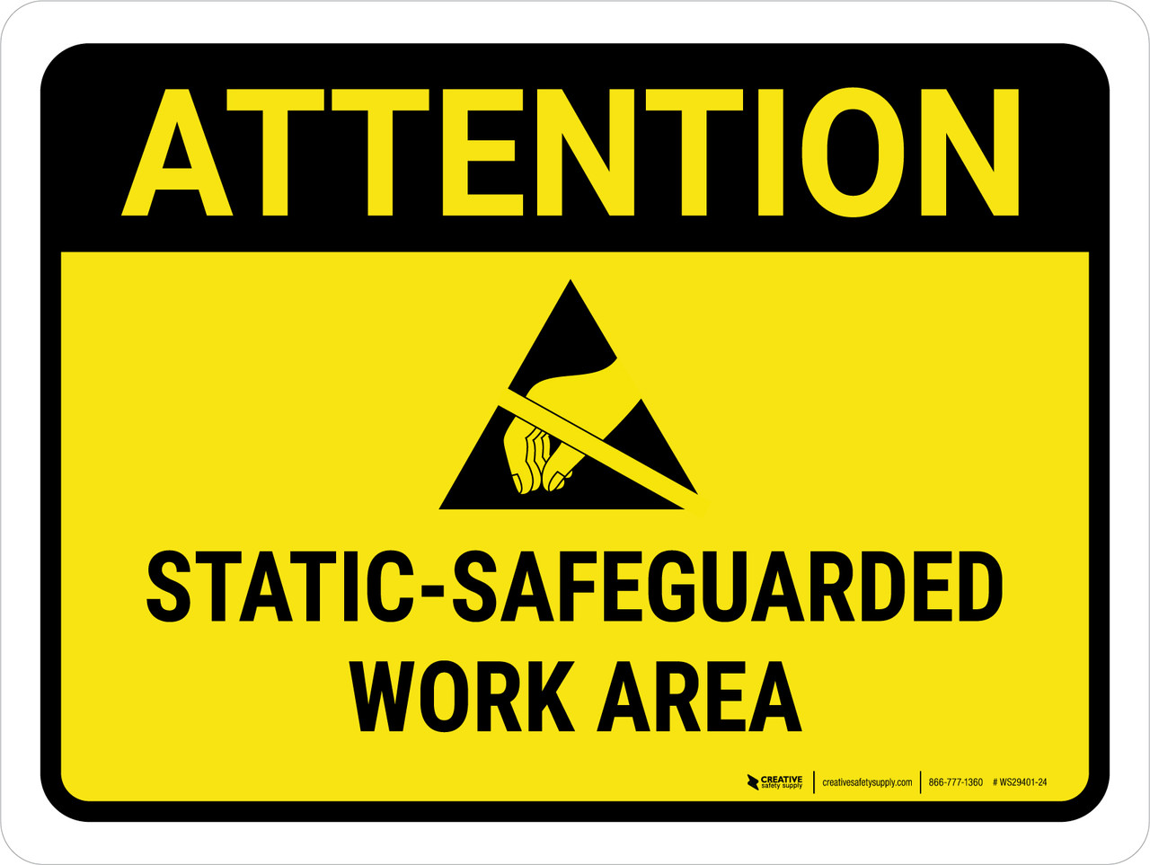 Attention: Static Safeguarded Work Area Landscape - Wall Sign