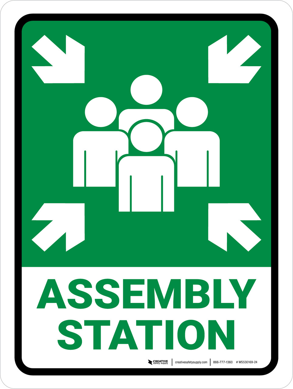 Assembly Station Green Portrait - Wall Sign