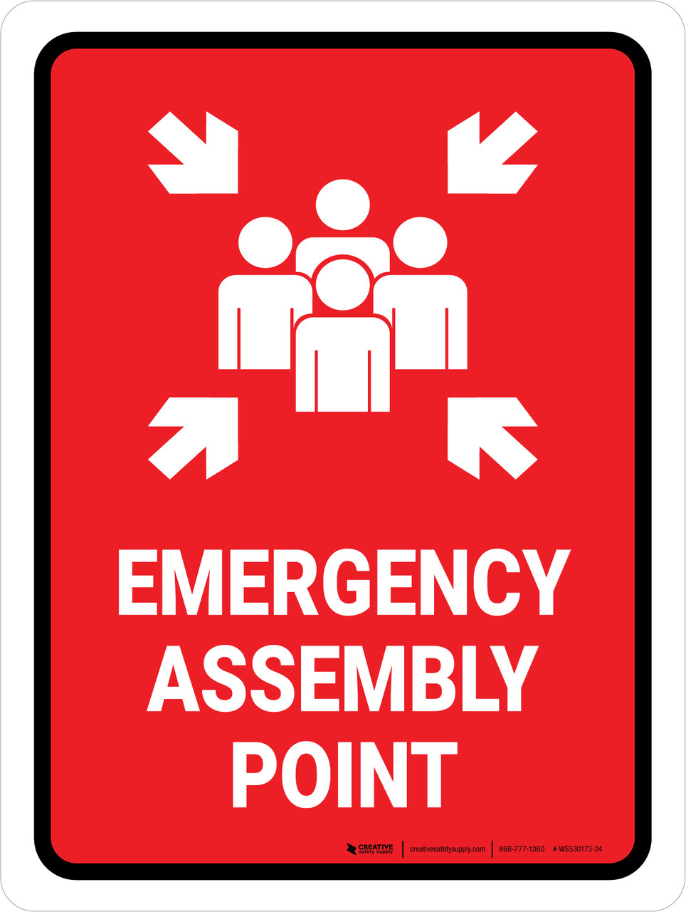 Emergency Assembly Point RED Portrait - Wall Sign