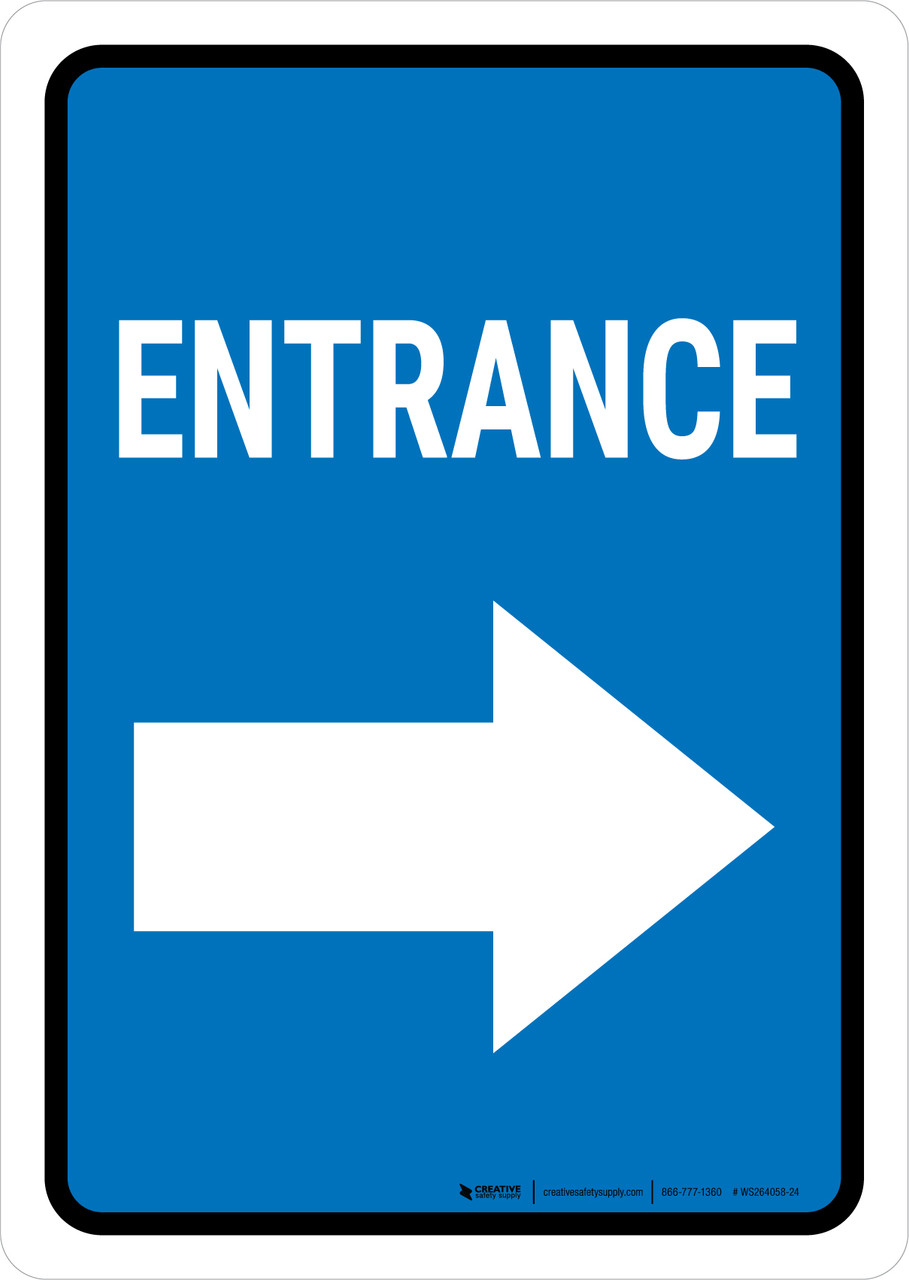 Entrance Right Arrow Blue Portrait - Wall Sign