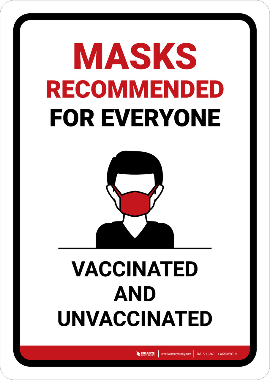 Mask Recommended For Everyone Portrait - Wall Sign