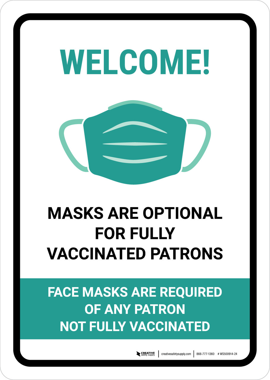 Welcome Face Masks Are Required Portrait - Wall Sign