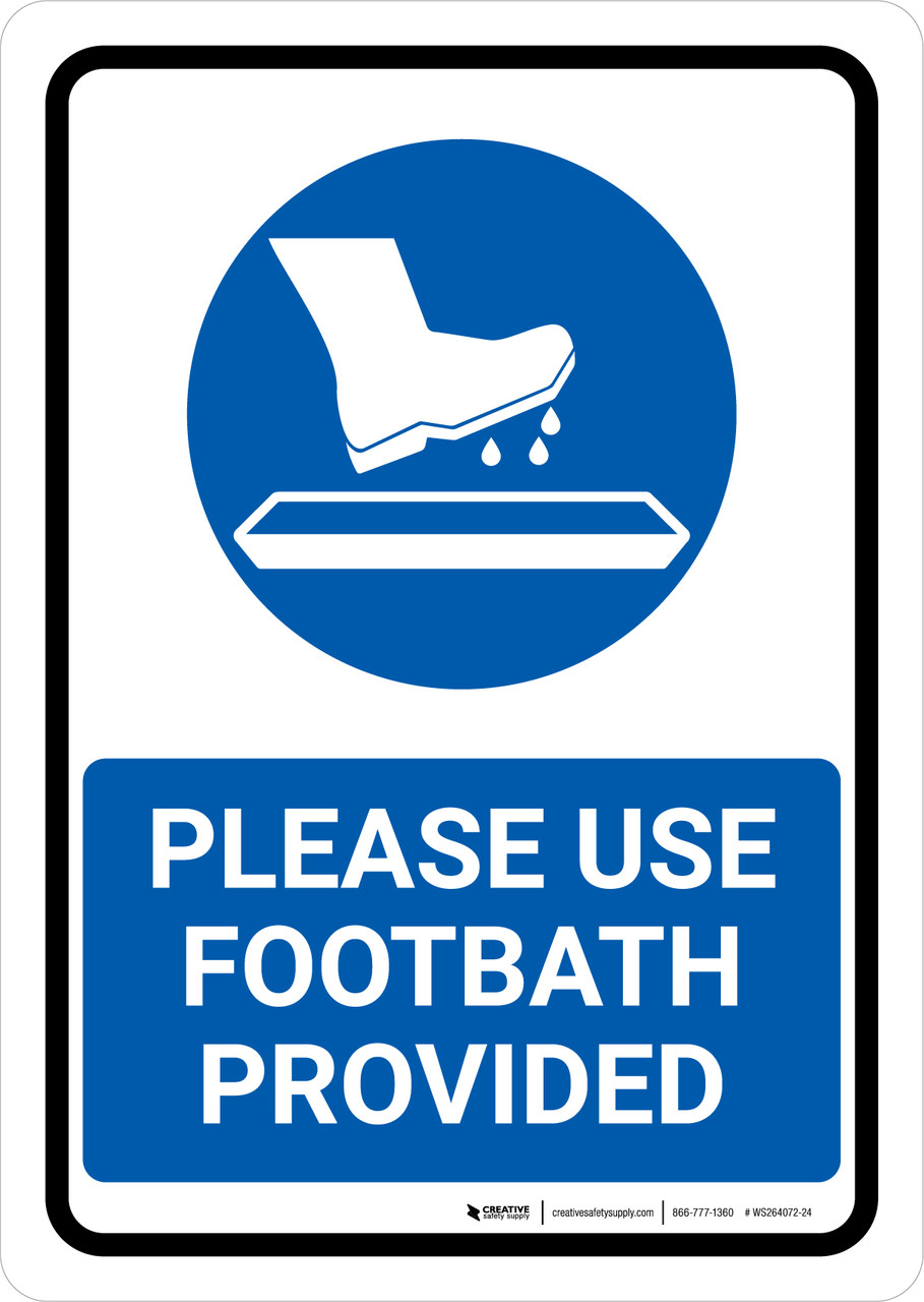 Please Use Footbath Provided with Icon Portrait - Wall Sign | Creative ...