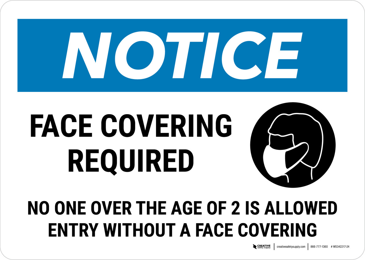 Notice: Face Covering Required No One Landscape - Wall Sign