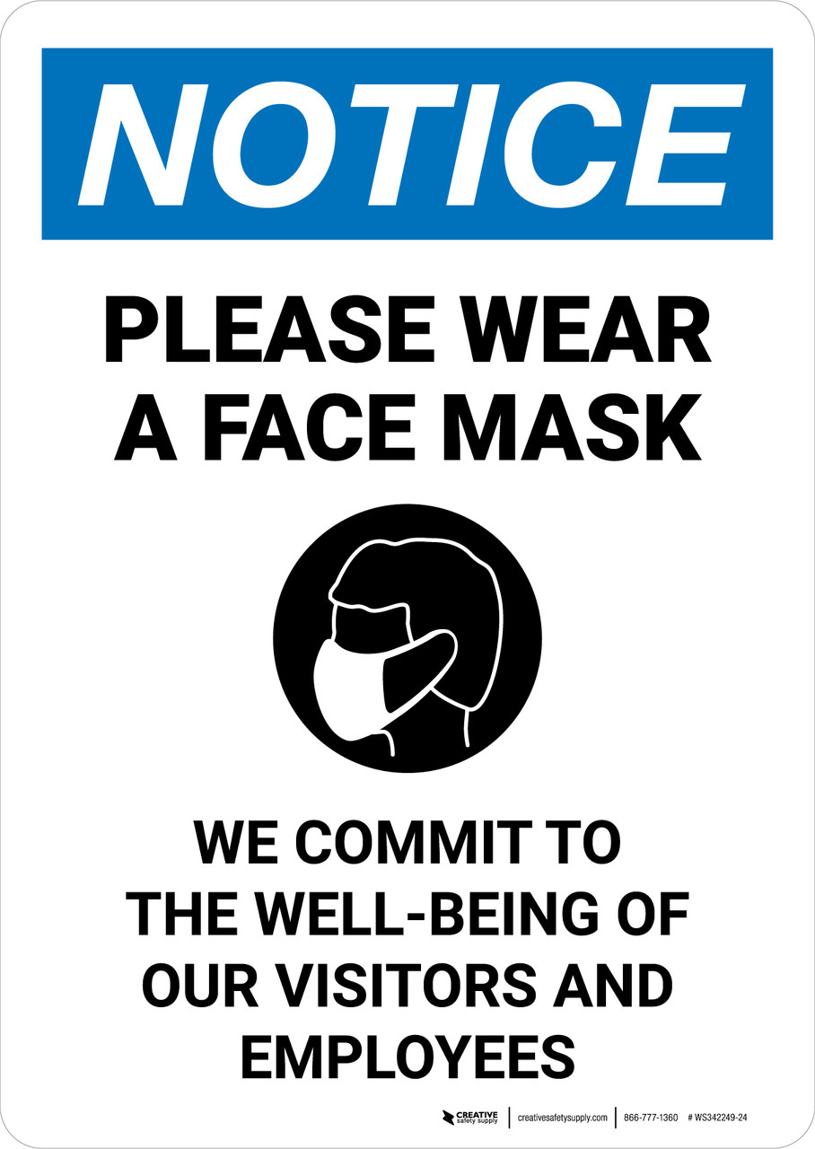 Notice: Please Wear A Face Mask Portrait - Wall Sign
