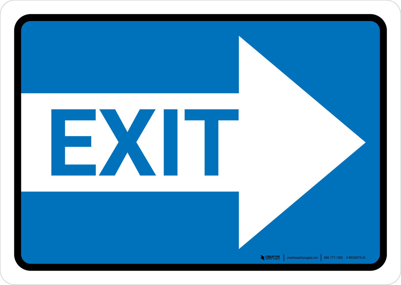 Exit Right Arrow Blue Landscape Wall Sign