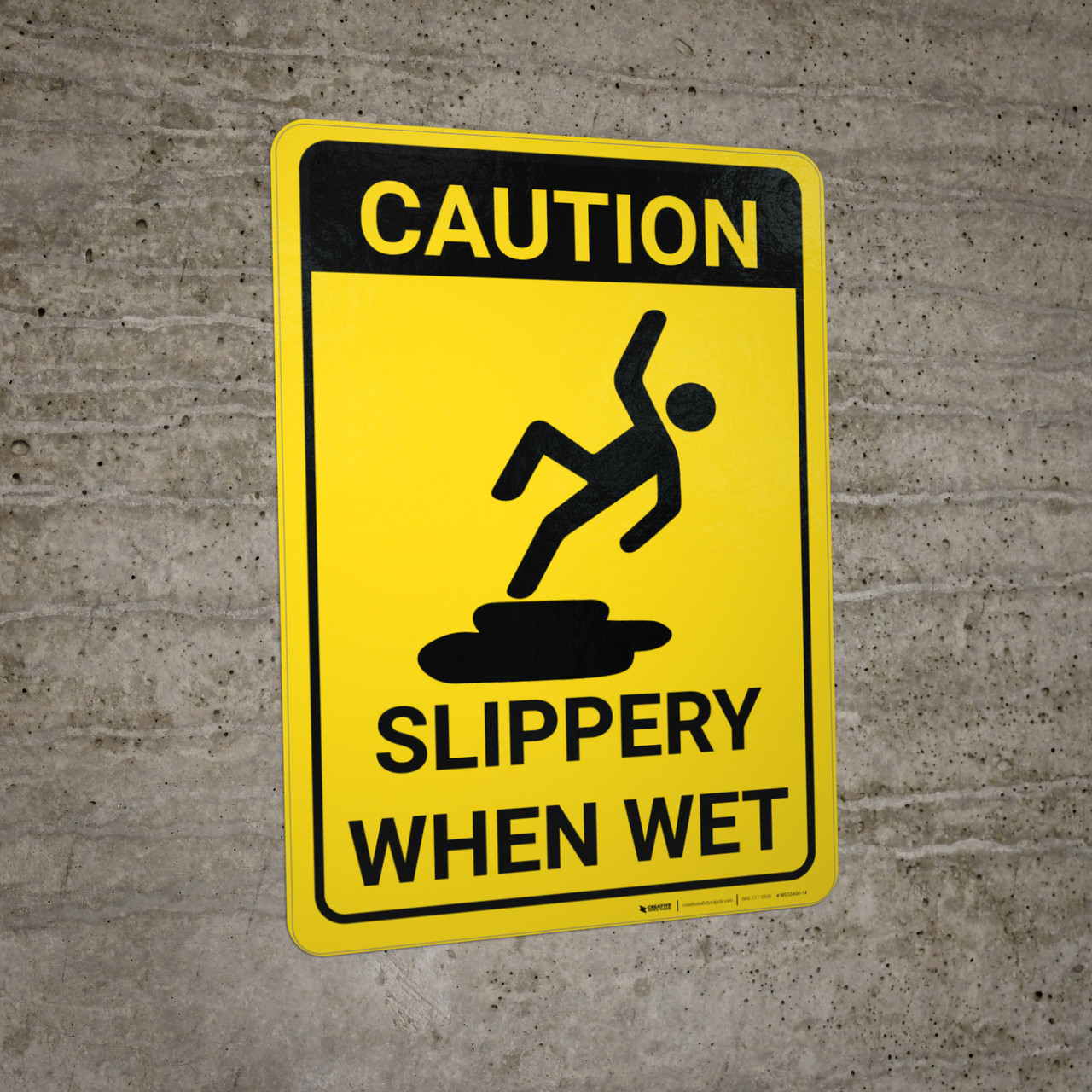 Caution: Slippery When Wet With Graphic Vertical - Wall Sign | Creative ...