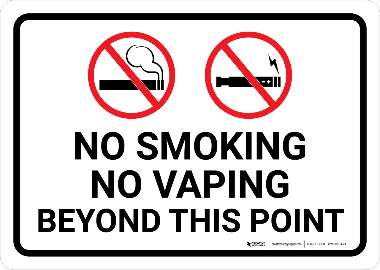 No Smoking No Vaping Beyond This Point with Icons Landscape - Wall Sign