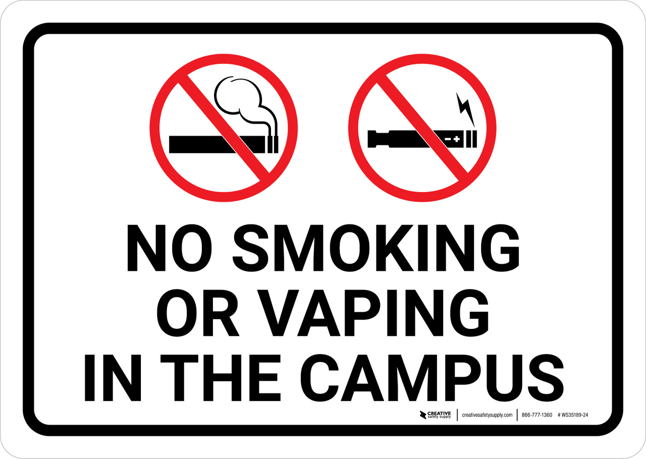 No Smoking Or Vaping In The Campus with Icons Landscape - Wall Sign ...