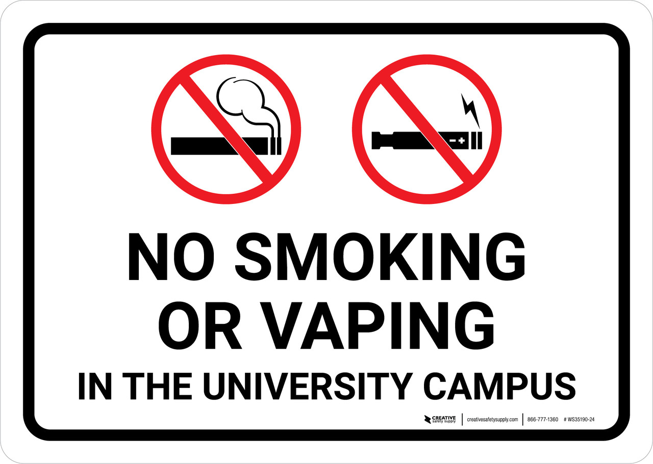 No Smoking Or Vaping In The University Campus with Icons Landscape ...