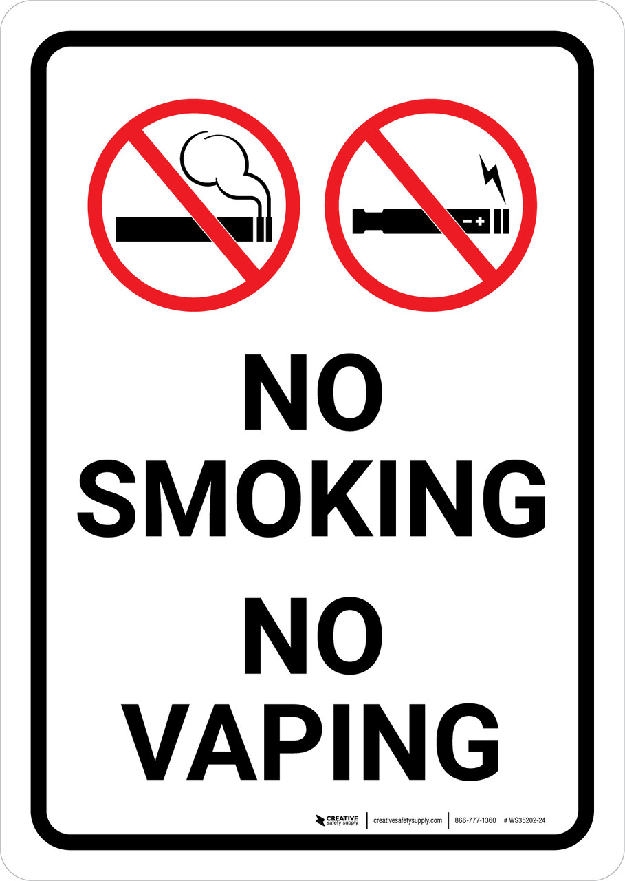 No Smoking No Vaping with Icons V2 Portrait - Wall Sign