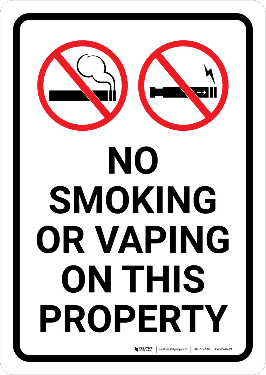 No Smoking Or Vaping On This Property with Icons Portrait - Wall Sign