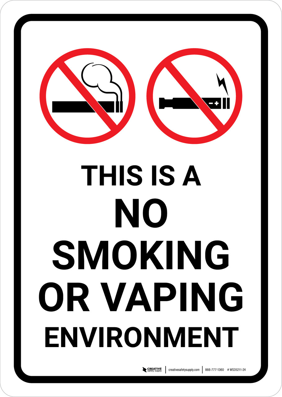 This Is A No Smoking Or Vaping Environment with Icons Portrait - Wall ...