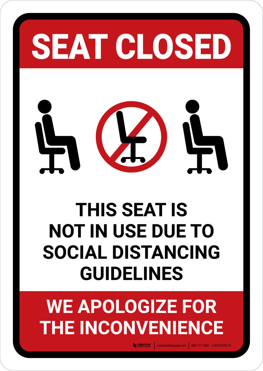 Seat Closed This Seat Is Not In Use Portrait - Wall Sign