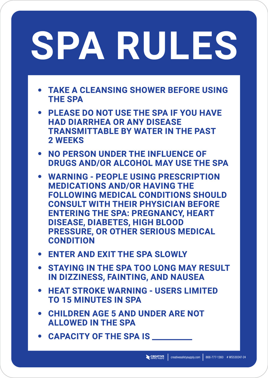 Montana Spa Rules Portrait - Wall Sign