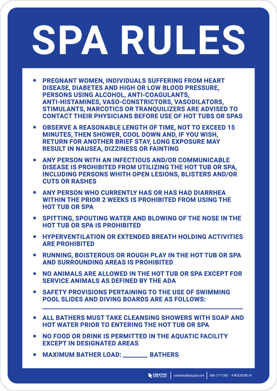 Rhode Island Spa Rules Portrait - Wall Sign