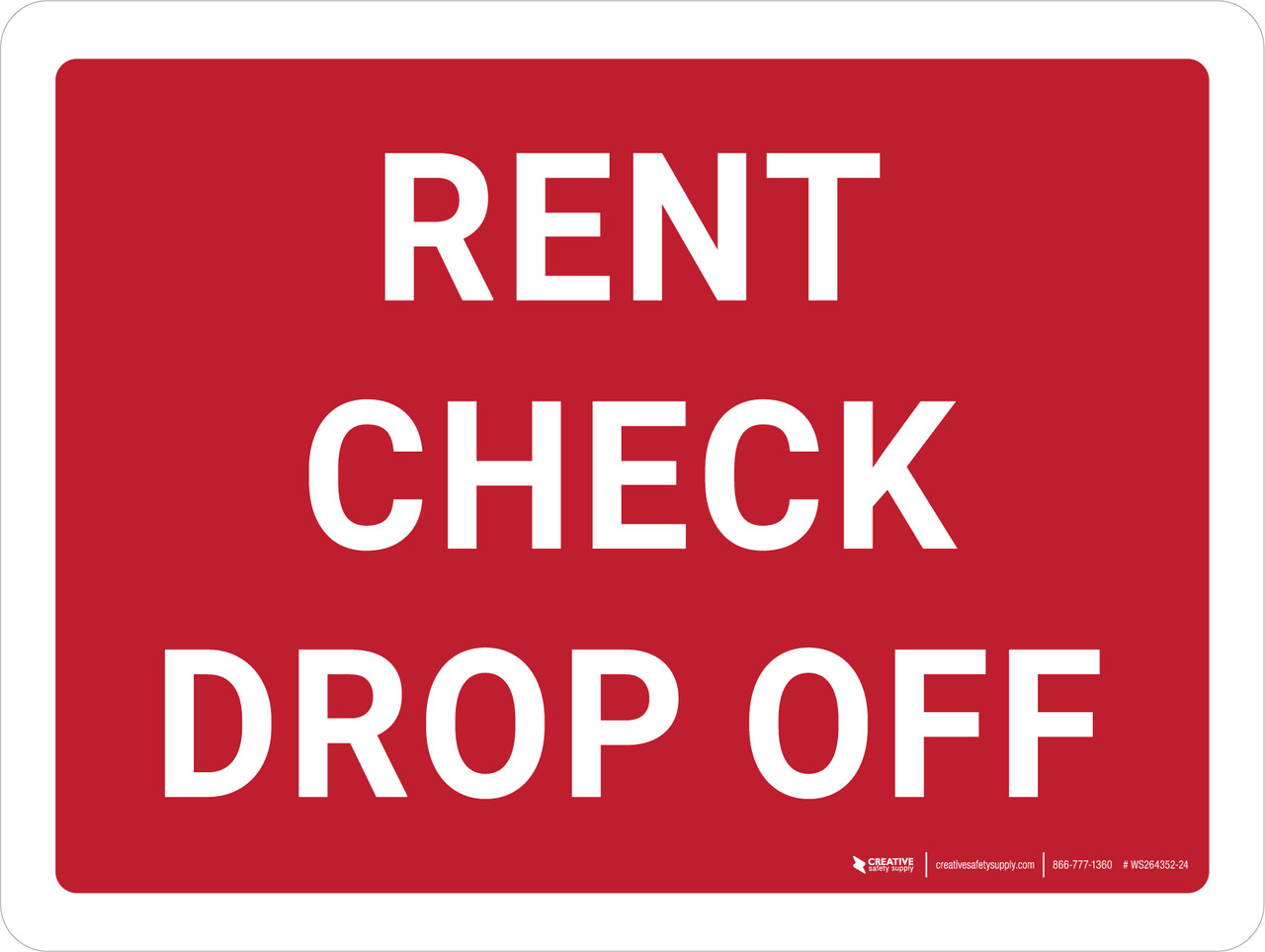 Rent Check Drop Off Red Landscape - Wall Sign