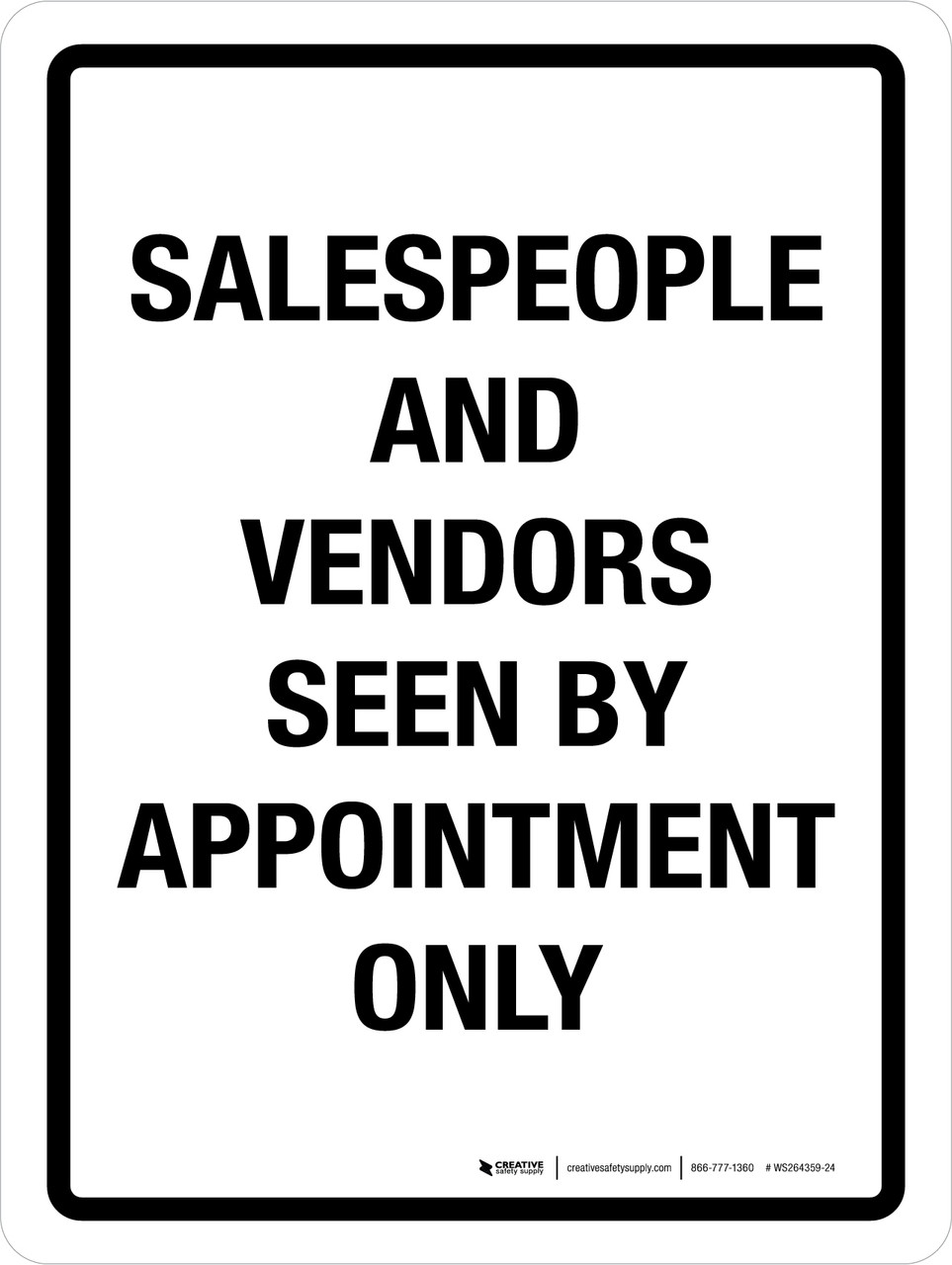 Salespeople And Vendors Seen By Appointment Only Portrait - Wall Sign