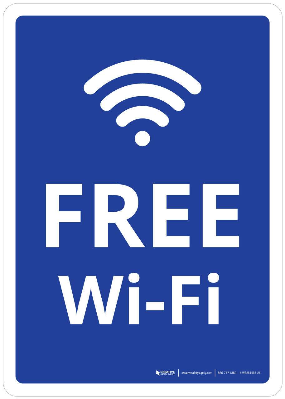 Free Wi-Fi Blue Portrait - Wall Sign