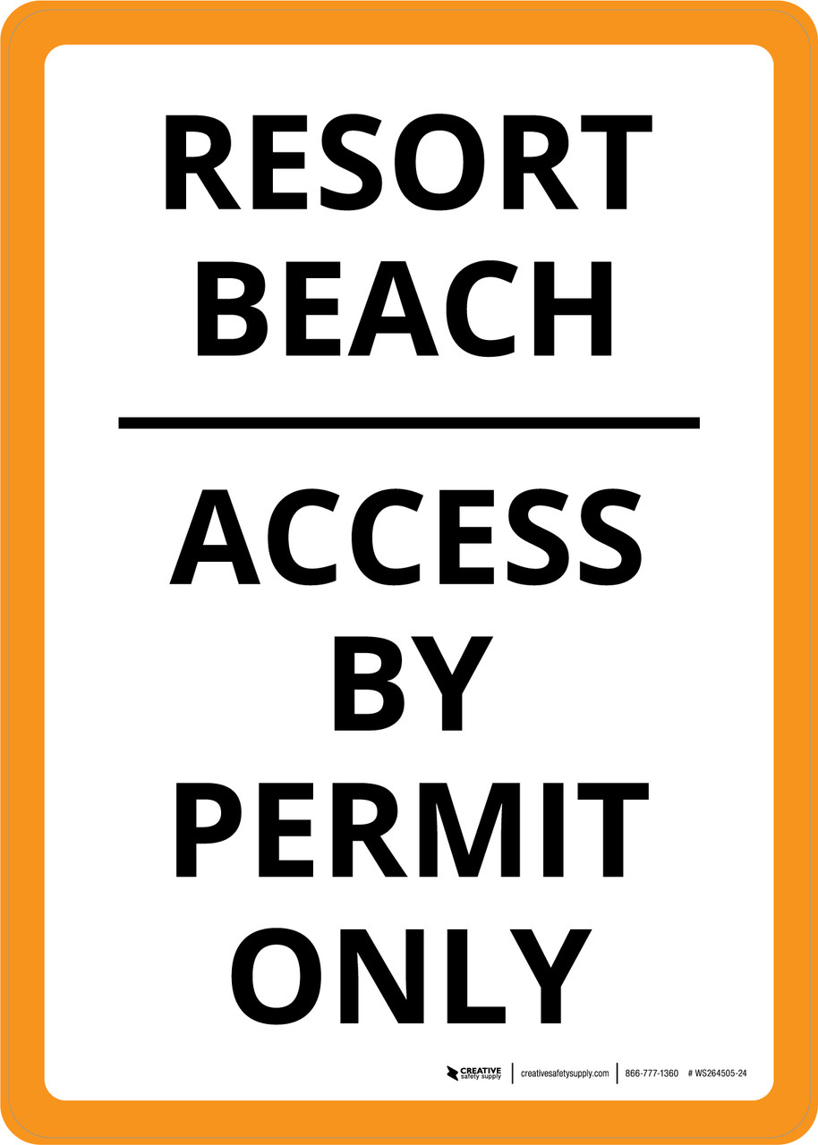 Resort Beach Access By Permit Only Portrait - Wall Sign