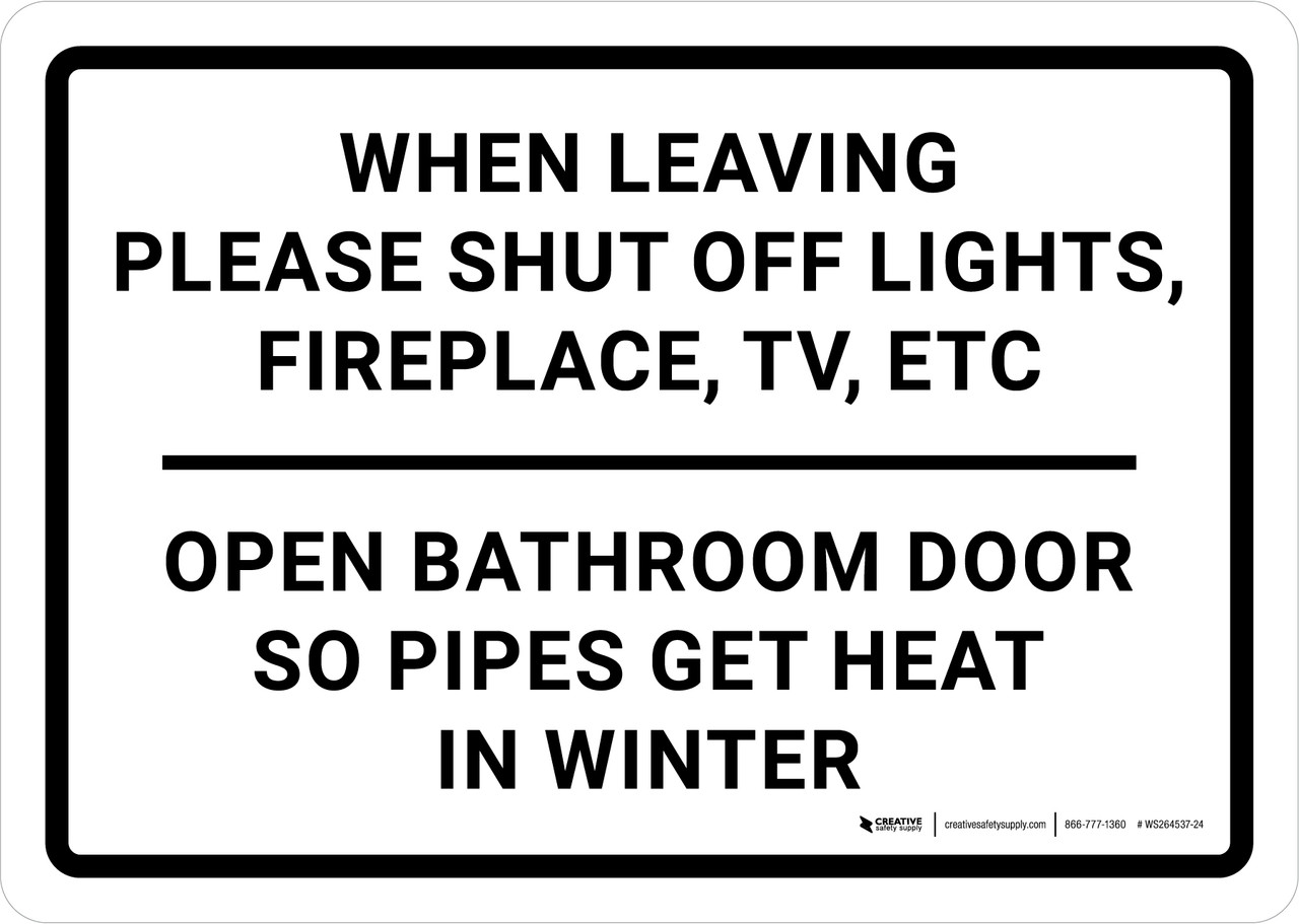 When Leaving Please Shut Off Lights Fireplace TV Landscape - Wall Sign