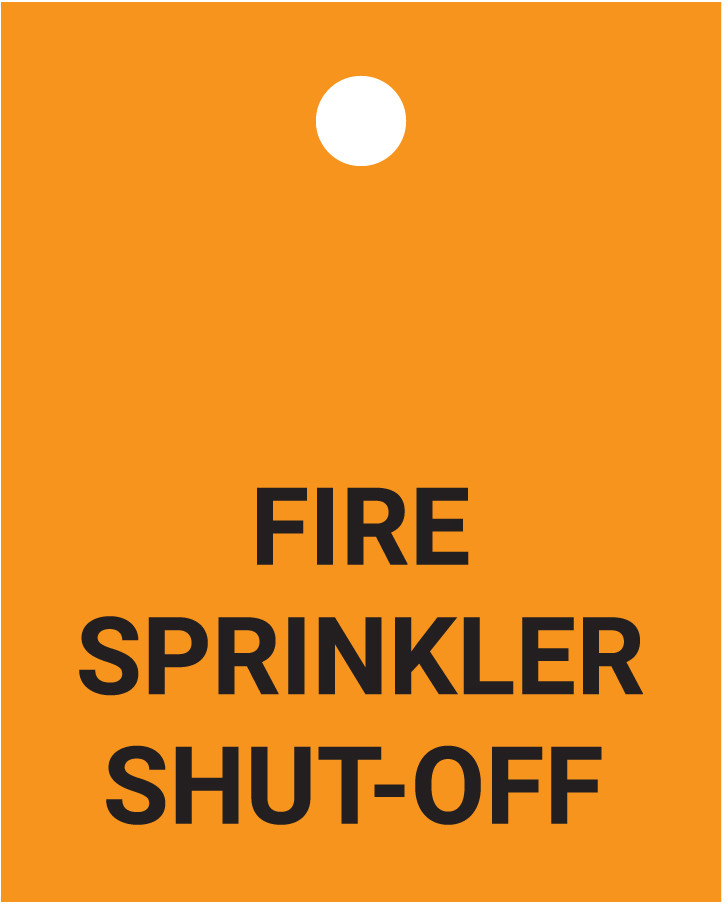 Fire Sprinkler Shut-Off - Valve Tag