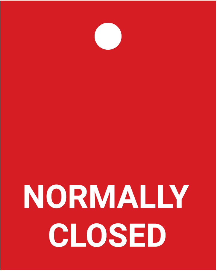 Normally Closed - Valve Tag