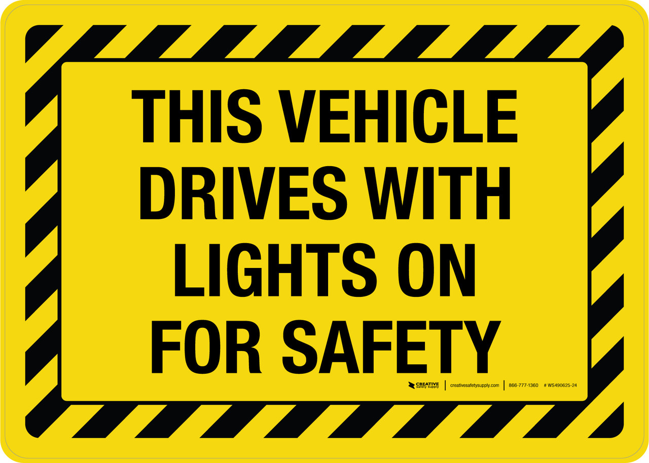 This Vehicle Drives With Lights On For Safety Yellow Hazard Landscape ...
