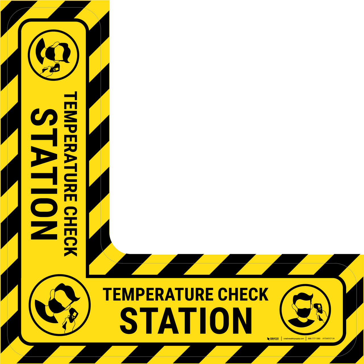 Temperature Check Station - Floor Sign Corner