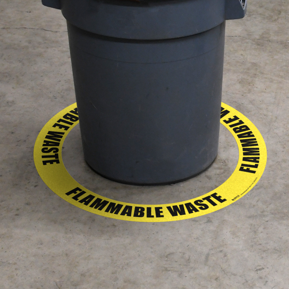 Flammable Waste - Circular Floor Sign Ring