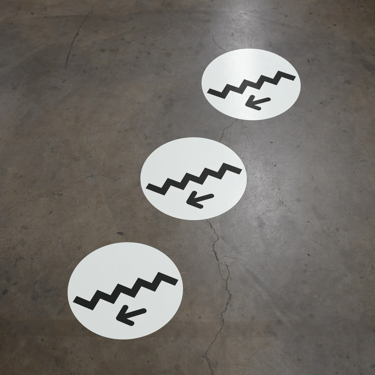 Stairs Arrow Down Wayfinding Floor Sign Dot