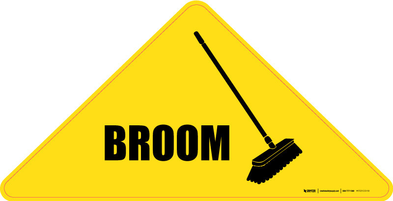 Broom with Icon - Triangle Corner Floor Sign