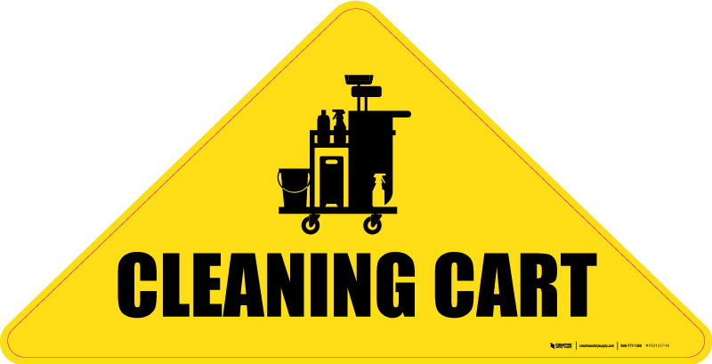 Cleaning Cart with Icon - Triangle Corner Floor Sign