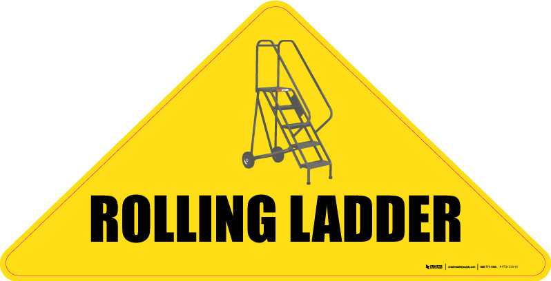 Rolling Ladder with Icon - Triangle Corner Floor Sign