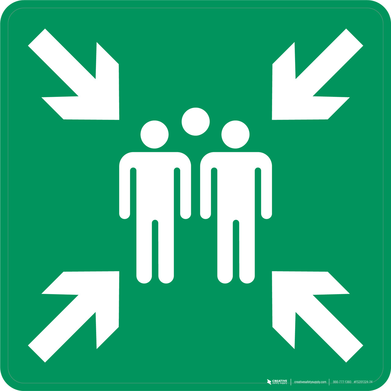 Green Muster Area with Icon Square - Floor Sign