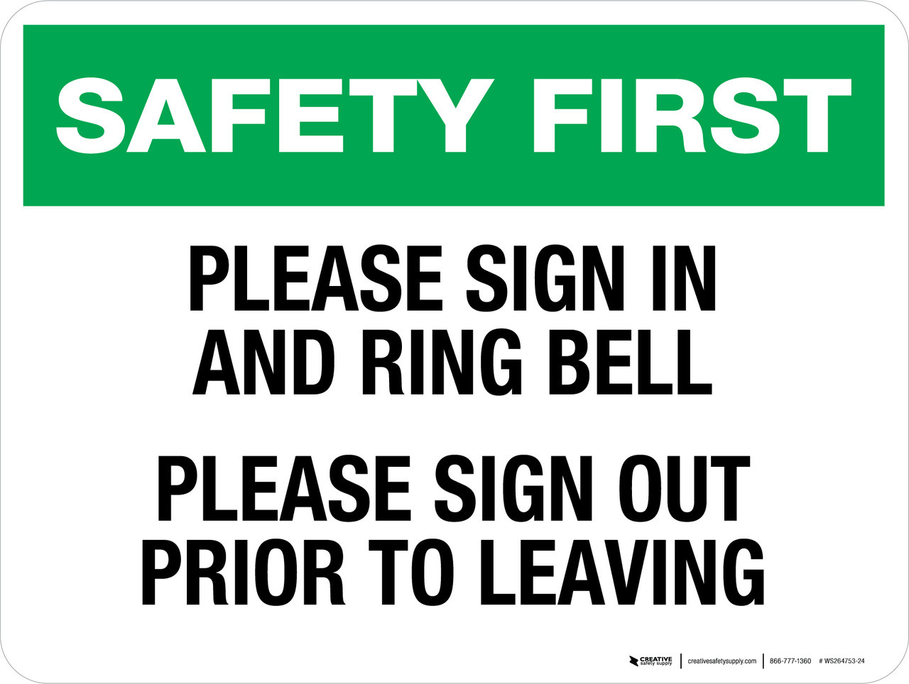 Safety First: Please Sign in and Ring Bell - Please Sign Out Prior to ...