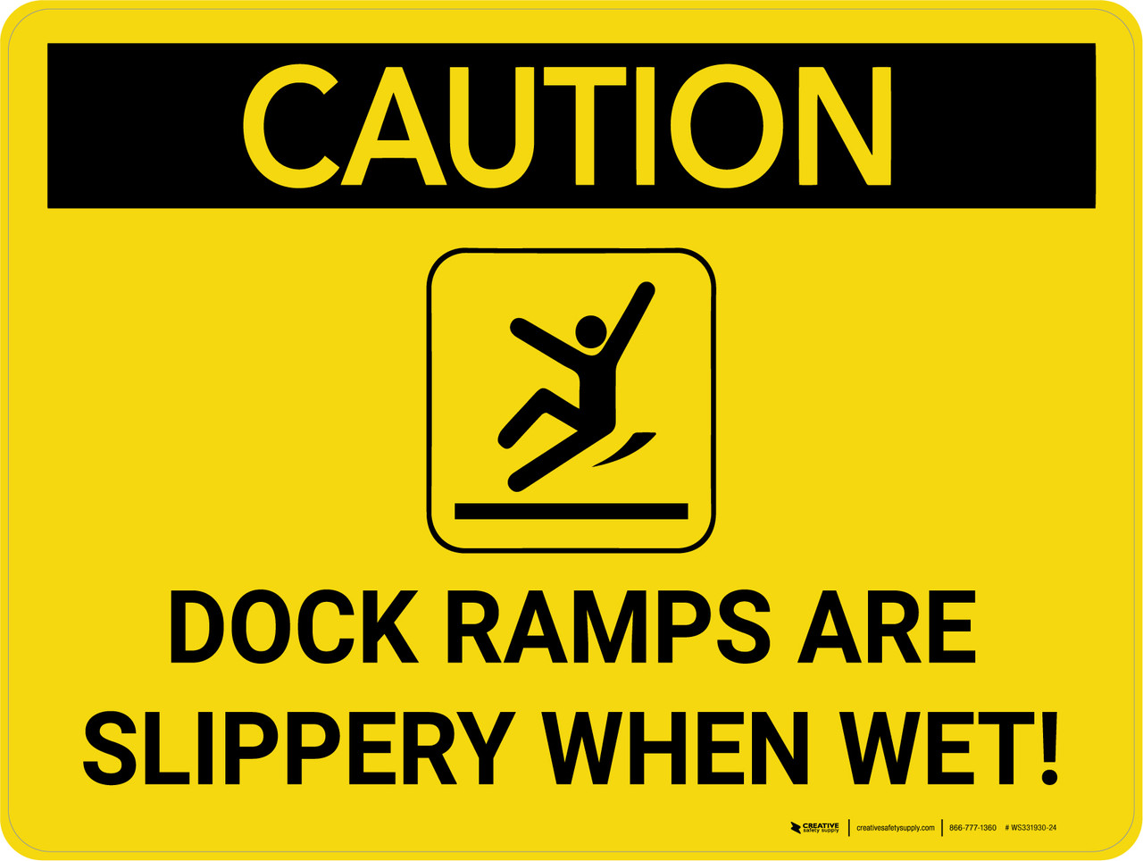 Caution: Dock Ramps are Slippery When Wet! - Wall Sign