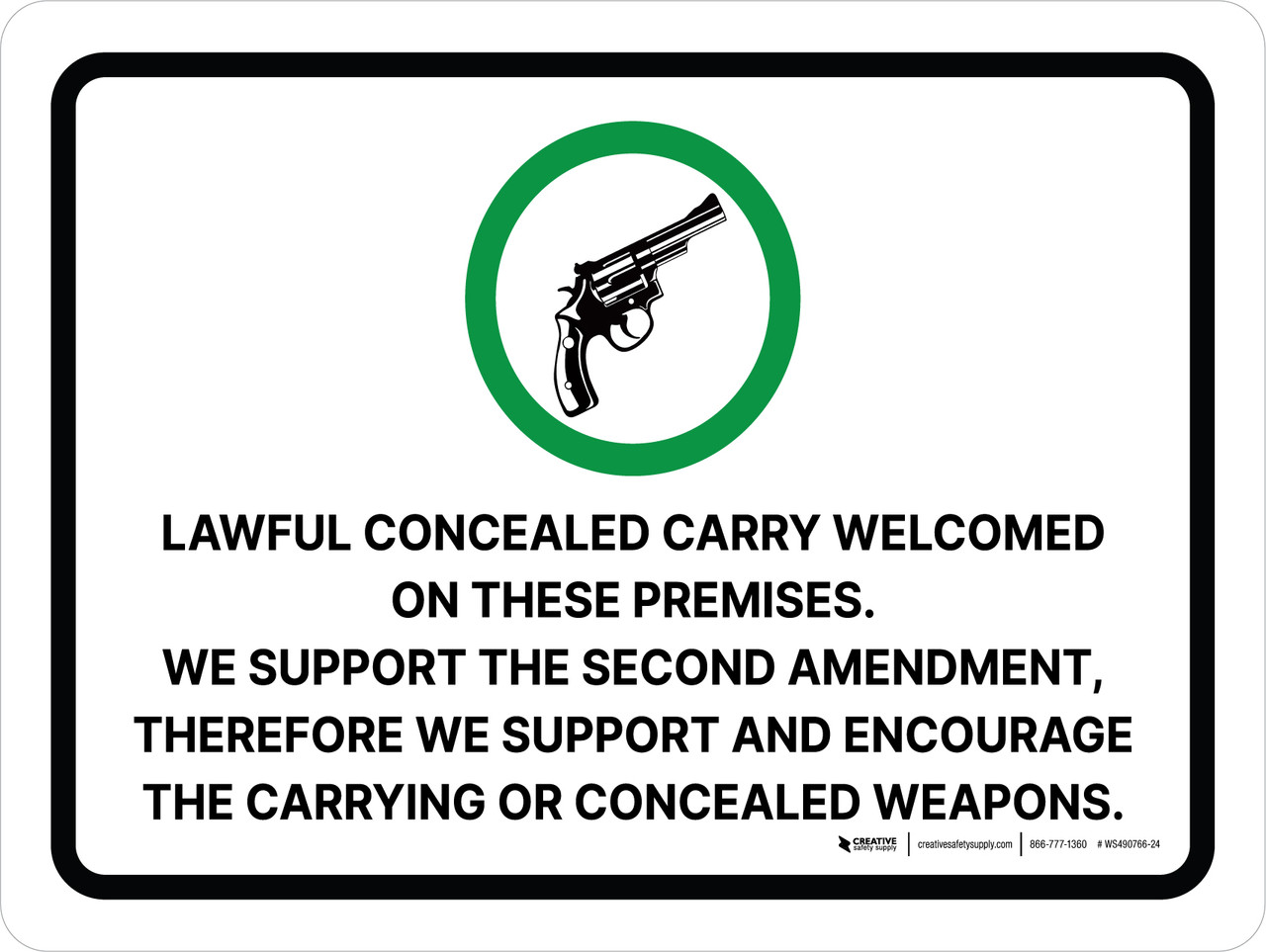 Lawful Concealed Carry Welcomed On These Premises Landscape - Wall Sign ...
